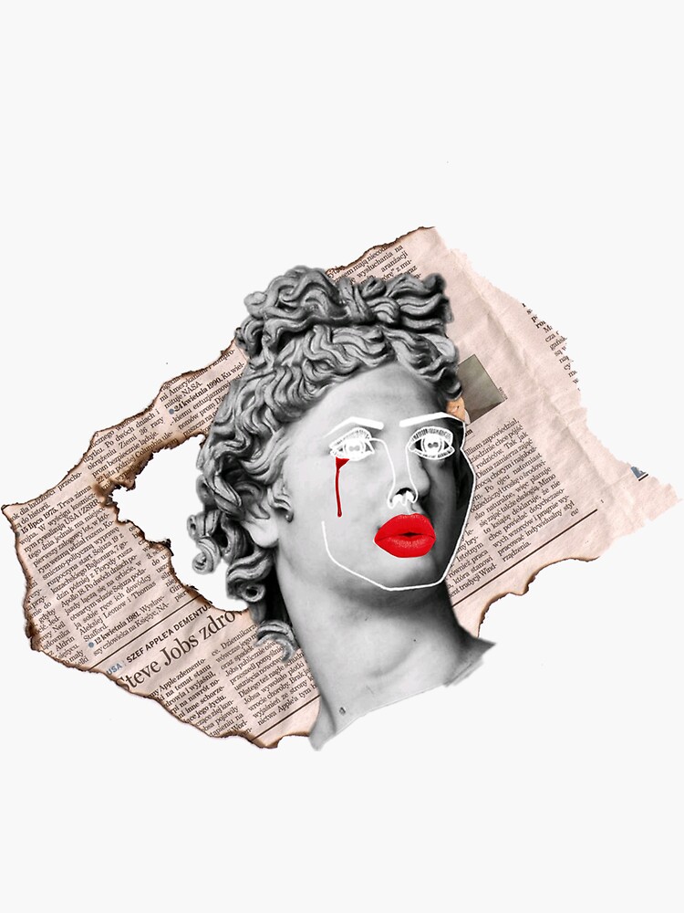 "Copy of Crying Face Greek Statue" Sticker for Sale by JEMOUNYassir ...