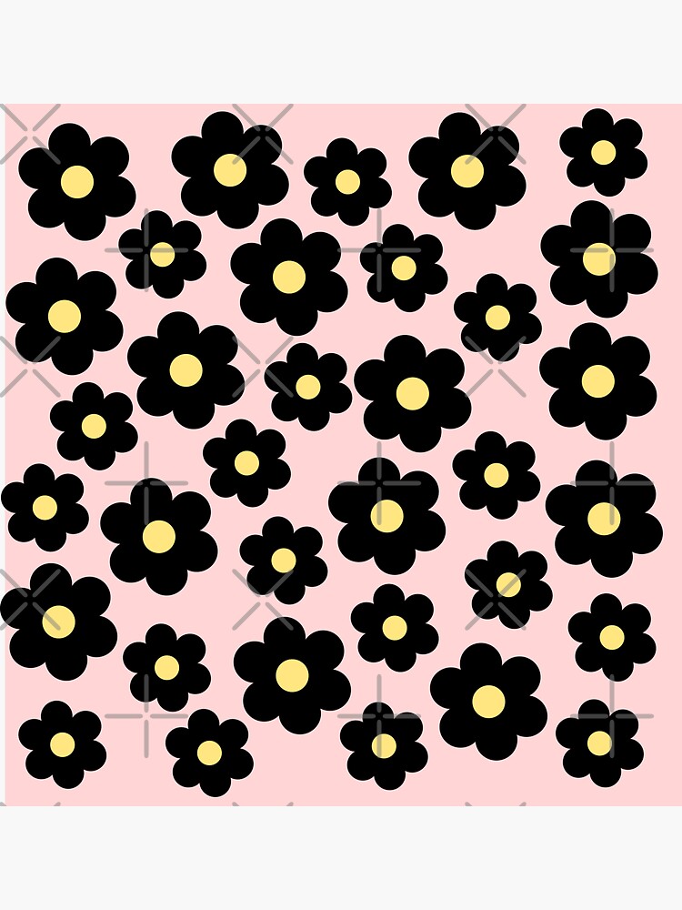 "Black Cute Daisy Pattern , Light Pink Background" Sticker for Sale by ...