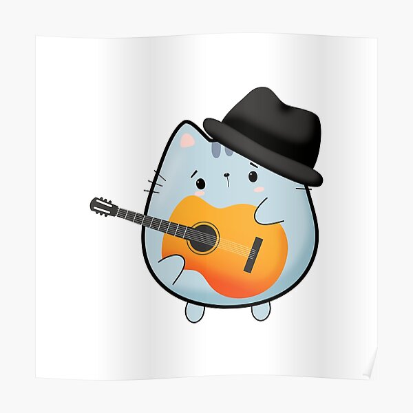 "Kawaii Musician Cat 2" Poster for Sale by darklanterndsn | Redbubble