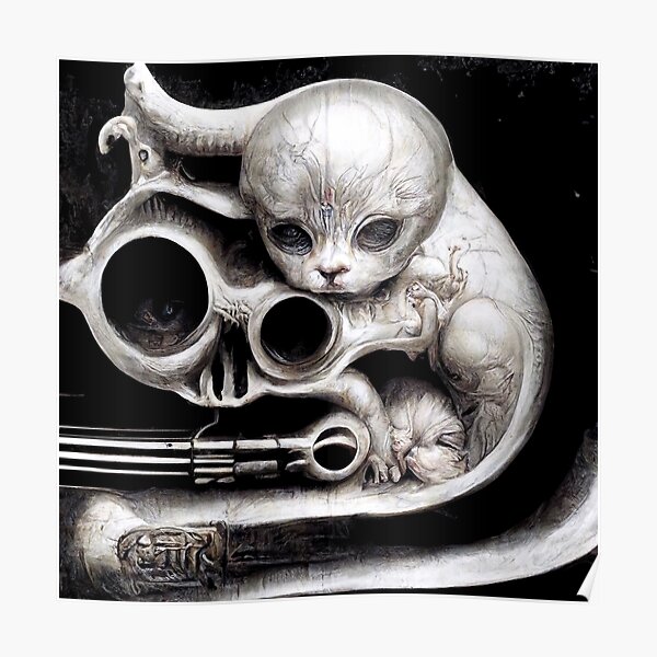 "Cat Gun Giger inspired design" Poster for Sale by Gorilla-Prints ...