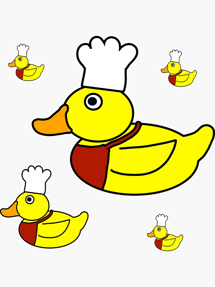 "Red Apron Ruber Ducks Cook" Sticker for Sale by SimplyComic | Redbubble