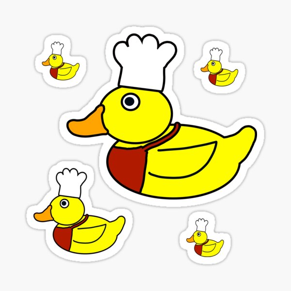 "Red Apron Ruber Ducks Cook" Sticker for Sale by SimplyComic | Redbubble
