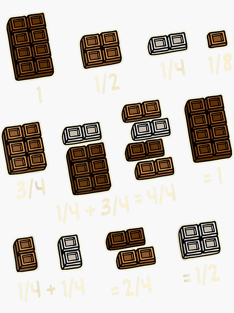 "Chocolate Quick Maths Fractions Math Teacher" Sticker for Sale by ...