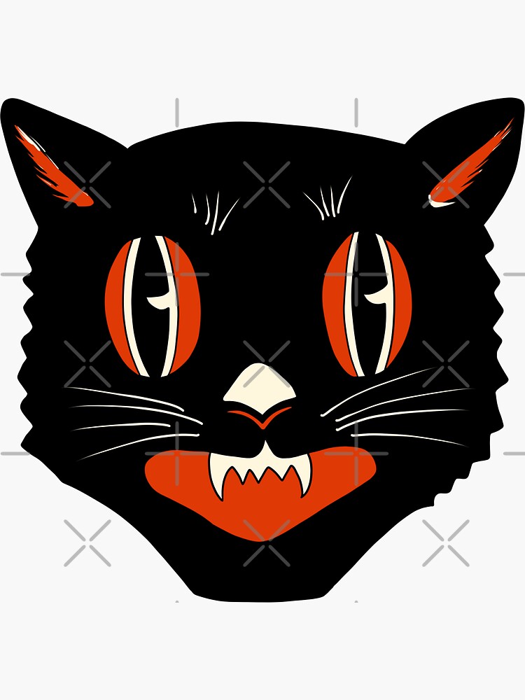 "Vintage Halloween Scratch Cat" Sticker for Sale by The-Creeps | Redbubble