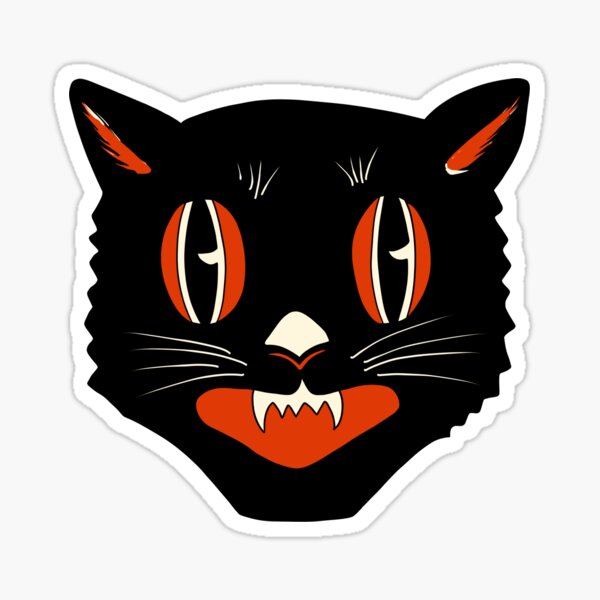 "Vintage Halloween Scratch Cat" Sticker for Sale by The-Creeps | Redbubble