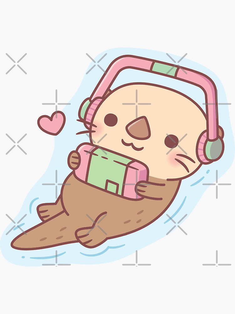 "Cute Sea Otter Gamer Chilling With Game Console" Sticker for Sale by ...