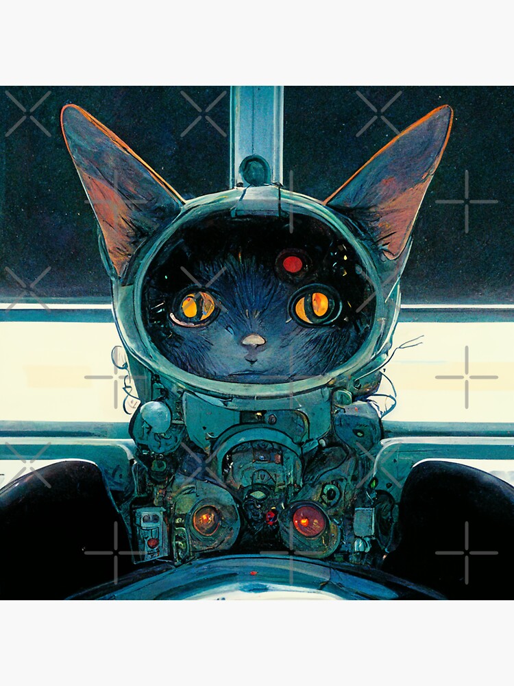 "Cyborg anime space Cat - Black" Sticker for Sale by whutsone | Redbubble