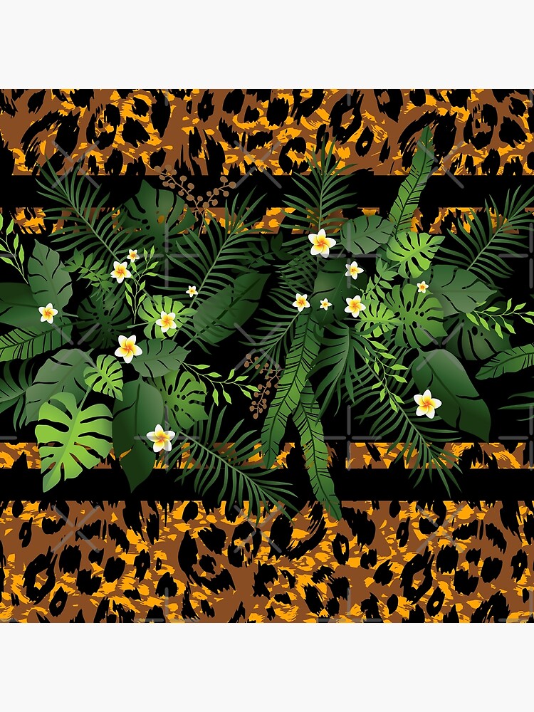 "Leopard print with tropical leaves" Poster for Sale by FGCART | Redbubble