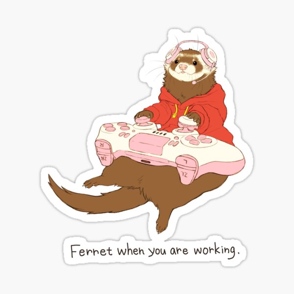 "GAMER SABLE FERRET" Sticker for Sale by ICHIGODAWASHI | Redbubble