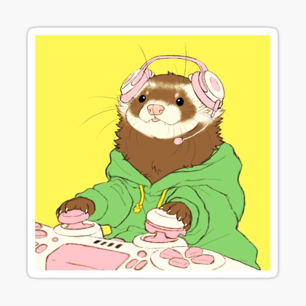 "GAMER SABLE FERRET" Sticker for Sale by ICHIGODAWASHI | Redbubble