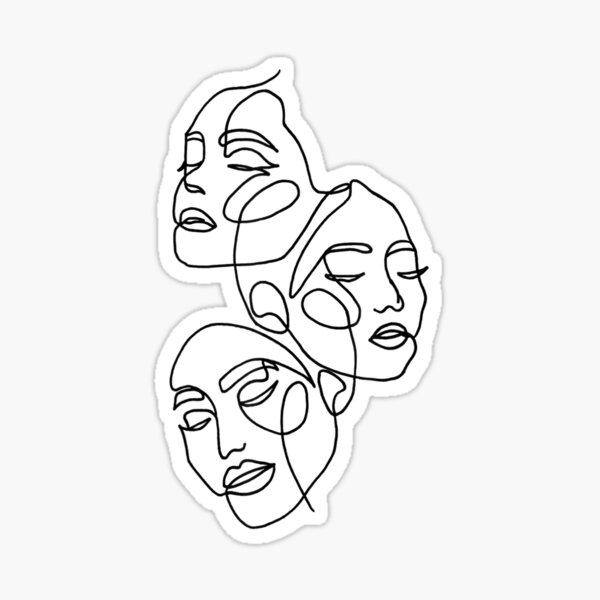 "Woman Faces Modern Minimalist Abstract Line Art Aesthetic" Sticker for ...