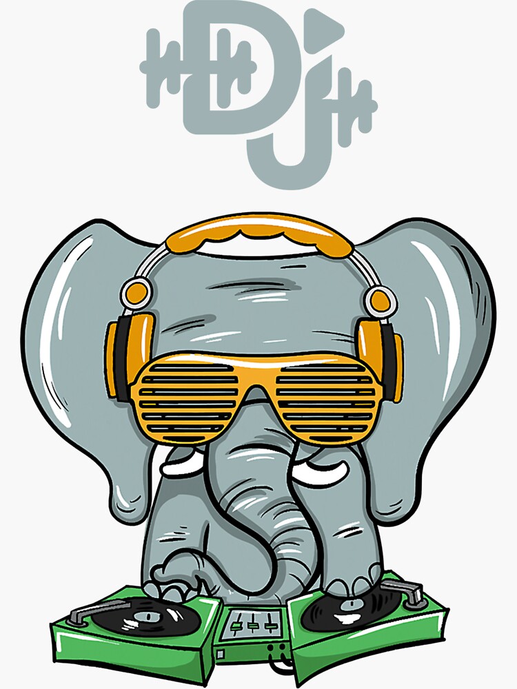 "Cute elephant DJ" Sticker for Sale by SweetKidsDesign | Redbubble