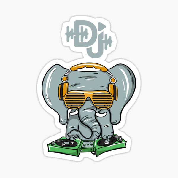 "Cute elephant DJ" Sticker for Sale by SweetKidsDesign | Redbubble