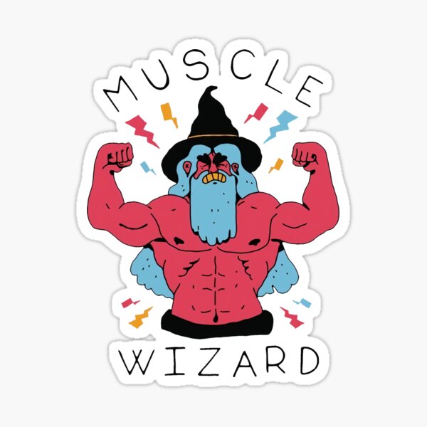 "Muscle Wizard" Sticker for Sale by louisabu | Redbubble