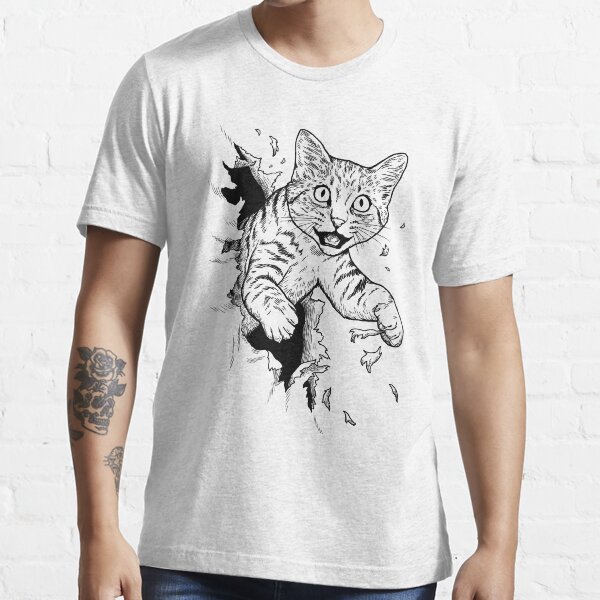 "Cat Busting Through" T-shirt for Sale by designbydinny | Redbubble ...