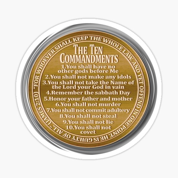 "The Ten Commandments golden coin" Sticker for Sale by KingsManKind ...