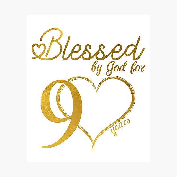 "Blessed by God for 90 years Happy 90th Birthday Gold Lettering ...