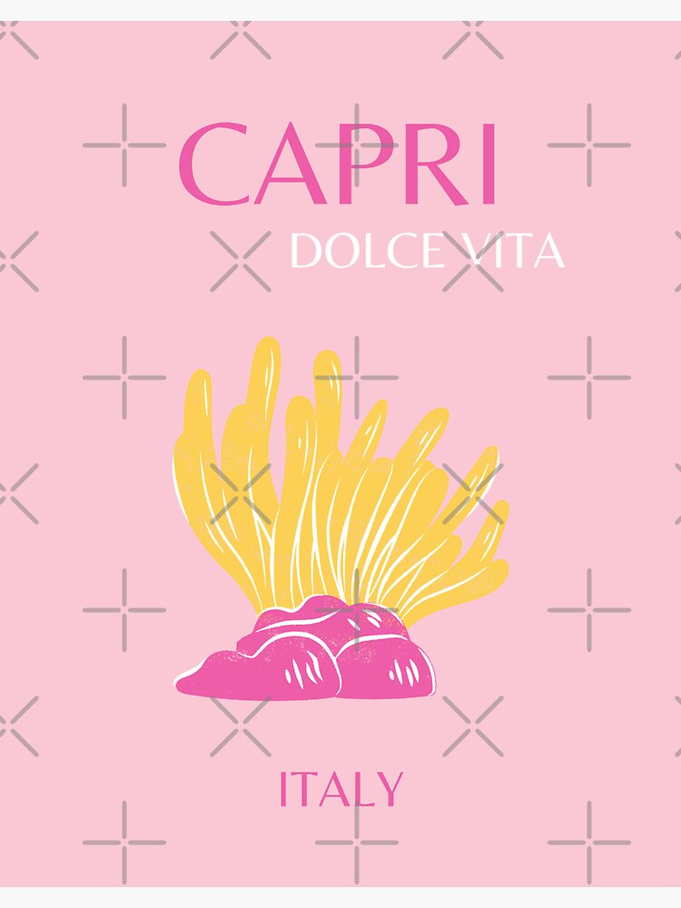 "CAPRI, Capri Travel Art, Preppy, Preppy Room, Pink" Sticker for Sale ...