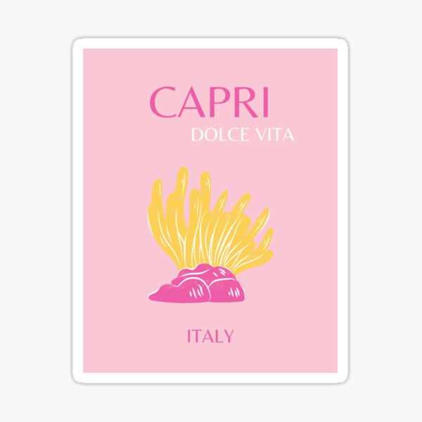 "CAPRI, Capri Travel Art, Preppy, Preppy Room, Pink" Sticker for Sale ...