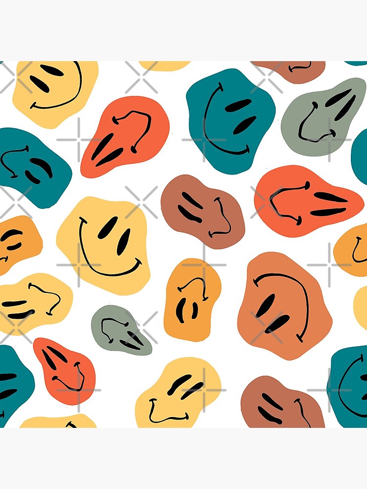 "Retro Melty Smiley Faces" Sticker for Sale by KrisInStitches | Redbubble