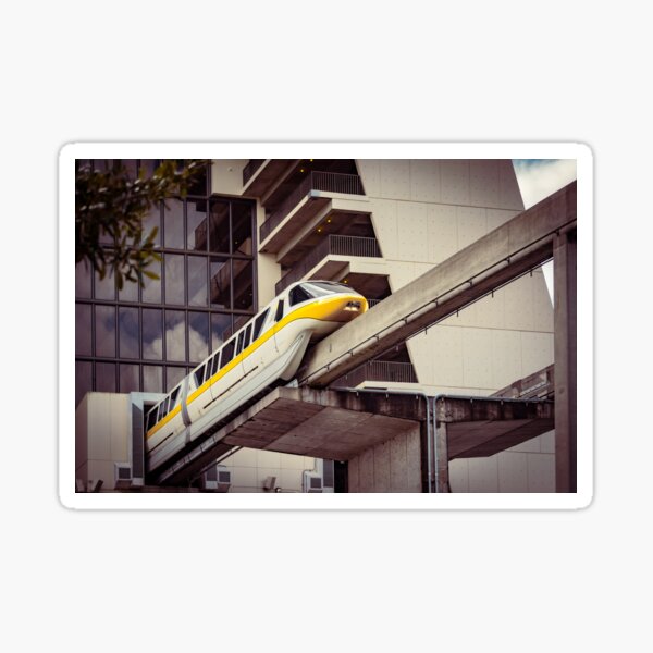 "Yellow Monorail Exiting Building" Sticker for Sale by Enzwell | Redbubble