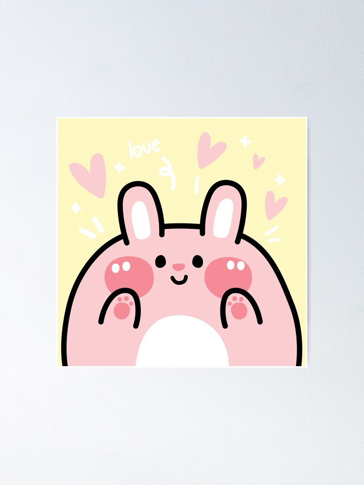 Póster «Lindo conejo gordo con corazón y texto de amor. Diseño de ...