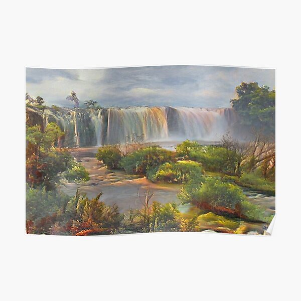 "Beautiful Waterfall Painting" Poster for Sale by Yasterius | Redbubble