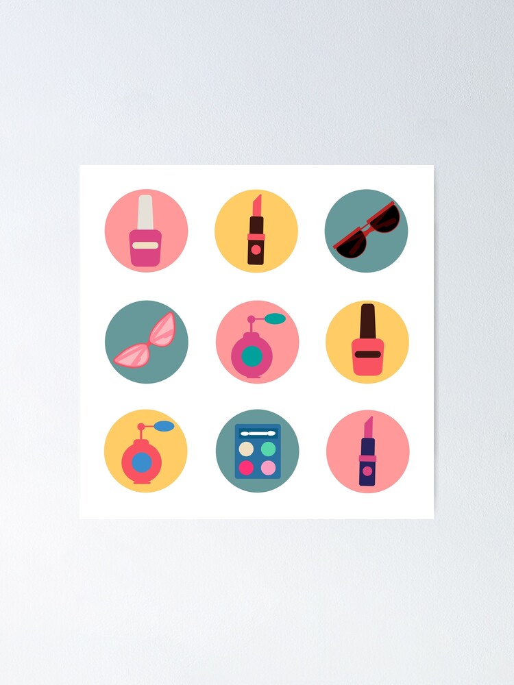 Póster «conjunto De Cosméticos Conjunto De Iconos Cosmetología Moda