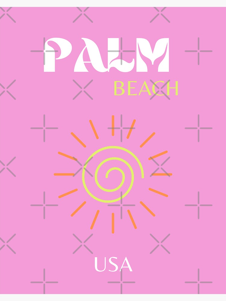 "Palm Beach, Retro Art, Preppy, Pink Art, Pink" Sticker for Sale by ...