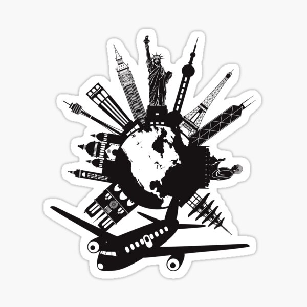 "Travel Around the World by Airplane Illustration" Sticker for Sale by ...