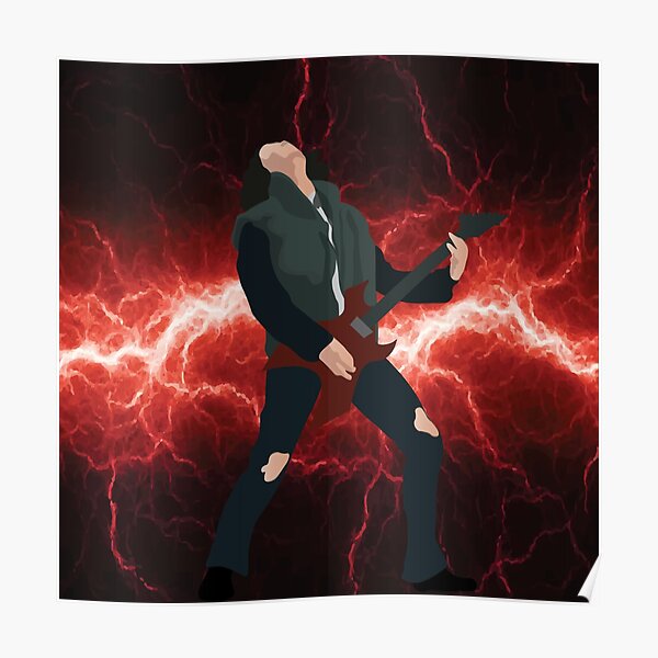 "Eddie Munson with Guitar and Red Lightning - Stranger Things" Poster ...