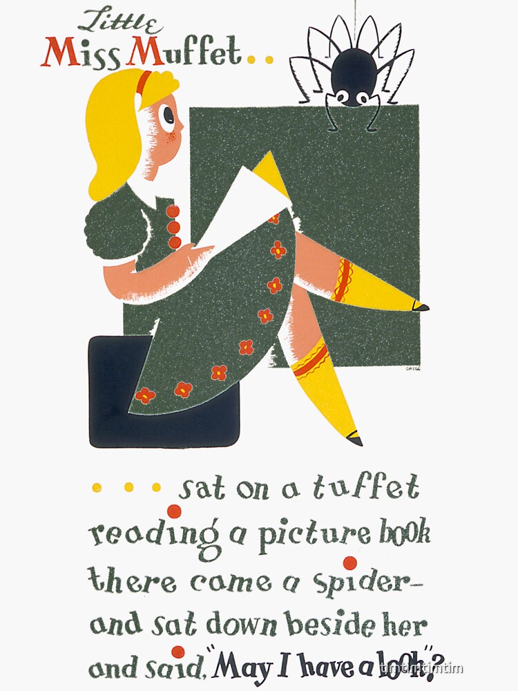 "Little Miss Muffet WPA Vintage child Literacy Poster" Sticker for Sale ...