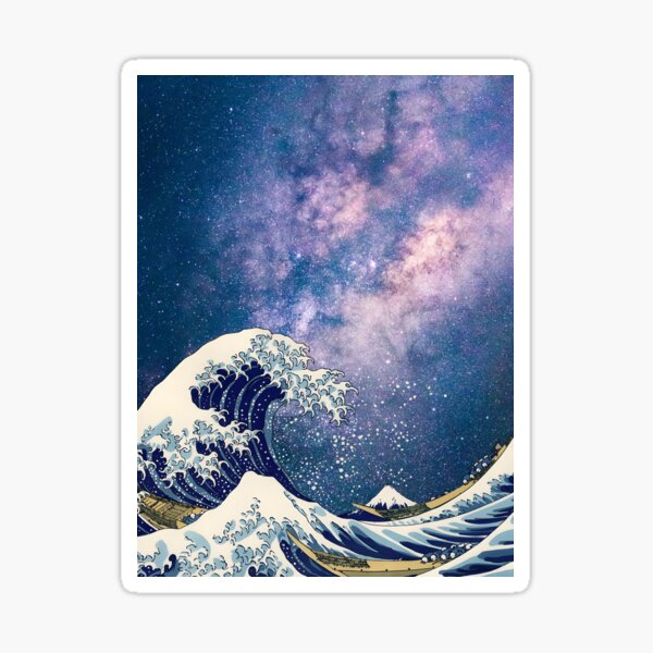 "Hokusai Great Wave Space Wave" Sticker for Sale by knightsydesign ...