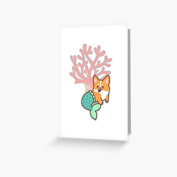 "Corgi and Plants with a mermaid corgi " Greeting Card for Sale by ...