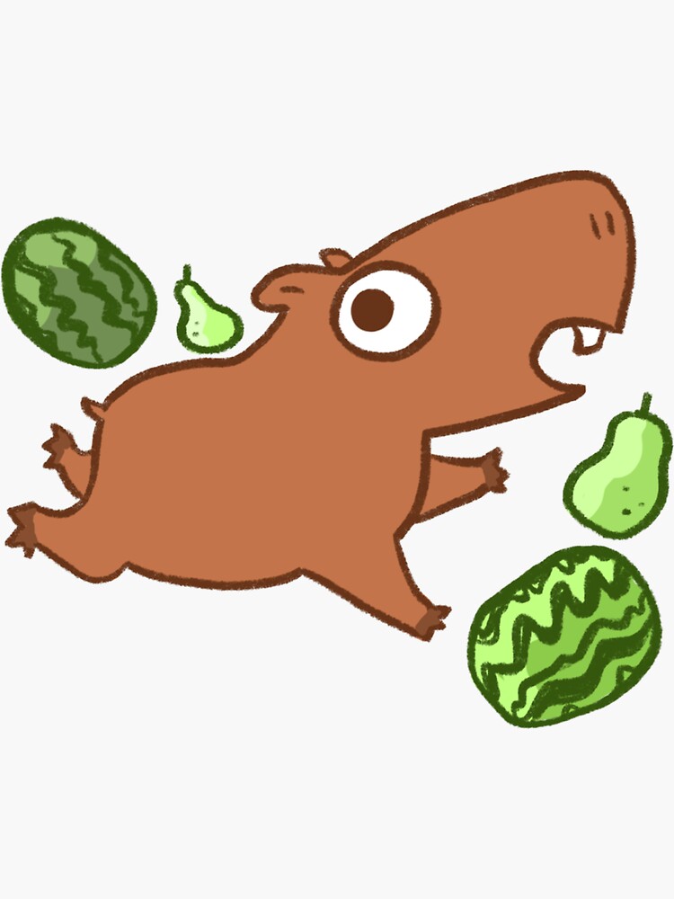 "Capybara Green Fruit " Sticker for Sale by Isaxarte | Redbubble