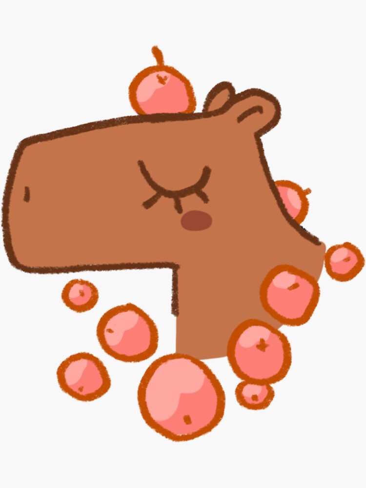 "Capybara Peach Please " Sticker for Sale by Isaxarte | Redbubble