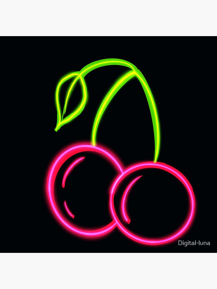 "Neon cherries " Sticker for Sale by Digital-luna | Redbubble