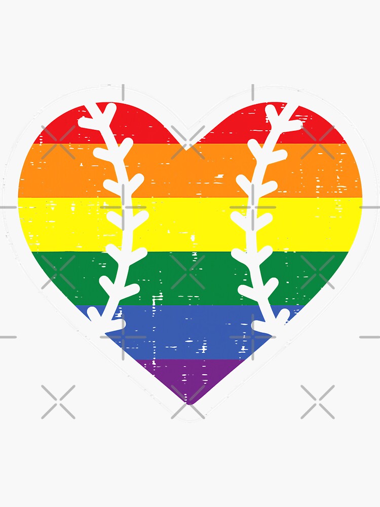 "Baseball Heart Sport LGBTQ Rainbow Flag Gay Pride Ally" Sticker for ...