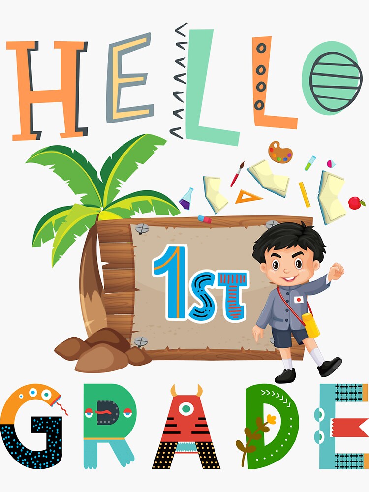 "Hello First Grade Back To School 1st Grade" Sticker for Sale by Alieso ...