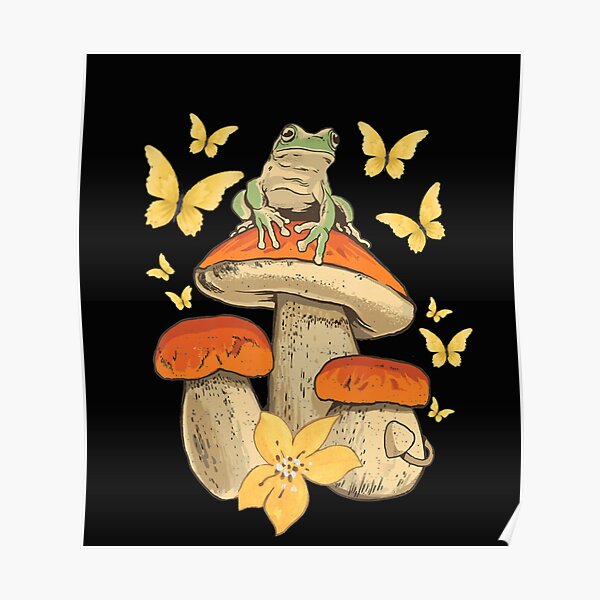 "Cottagecore frog on mushroom" Poster for Sale by CuteShirtShop | Redbubble