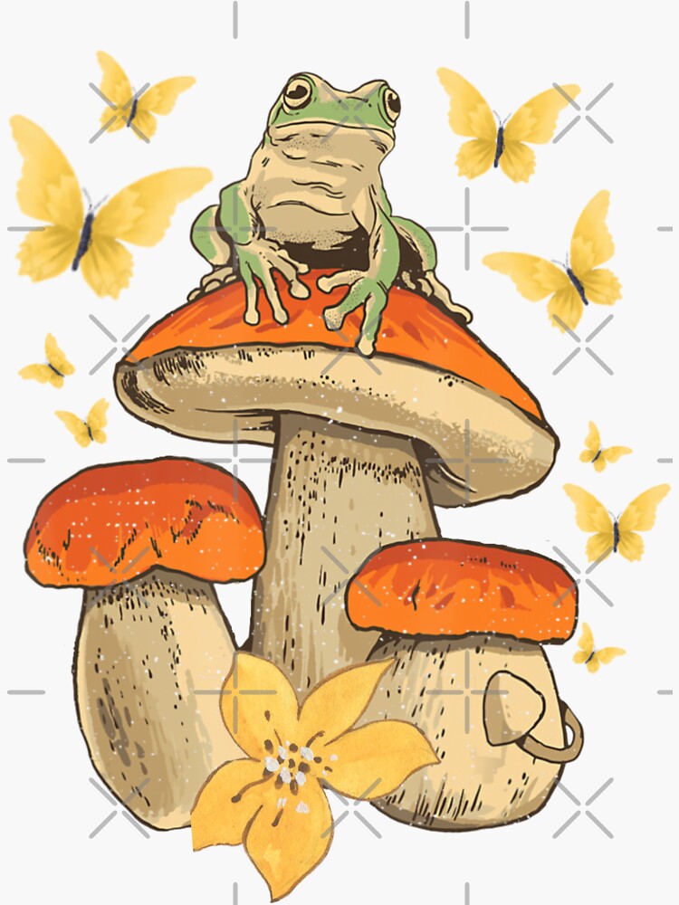 "Cottagecore frog on mushroom" Sticker for Sale by CuteShirtShop ...