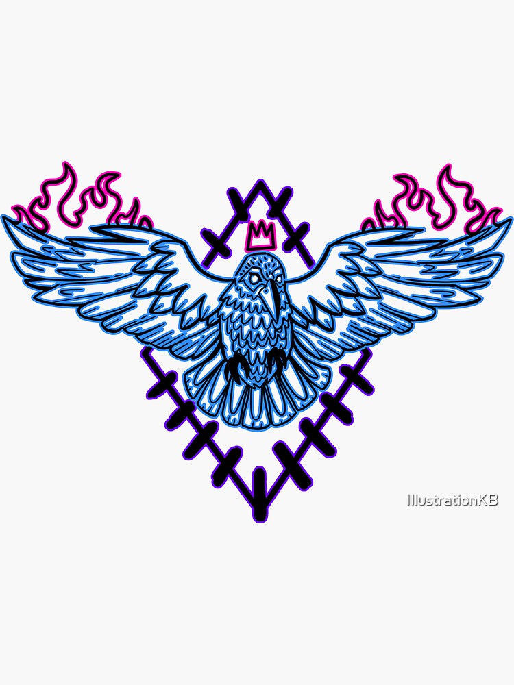"Neon Crow Flame Bird Design" Sticker for Sale by IllustrationKB ...