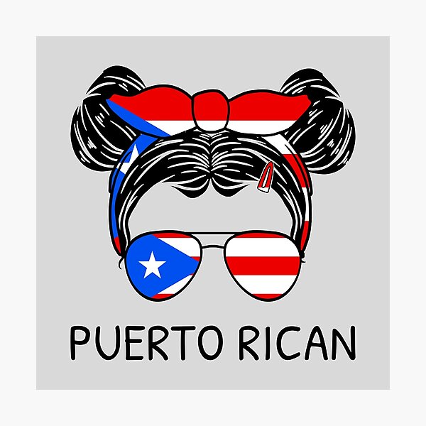 Lámina fotográfica «Bandera de Puerto Rico - Chica puertorriqueña con ...
