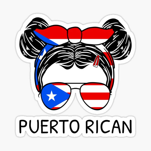 Pegatina «Bandera de Puerto Rico - Chica puertorriqueña con bollos ...
