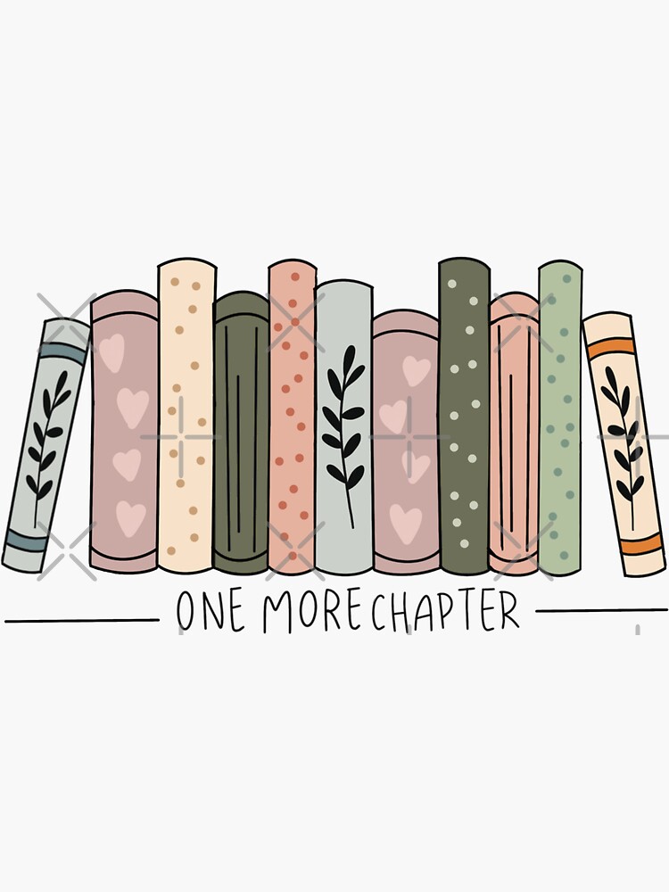 "stack of books, one more chapter " Sticker for Sale by madebyhdesign ...