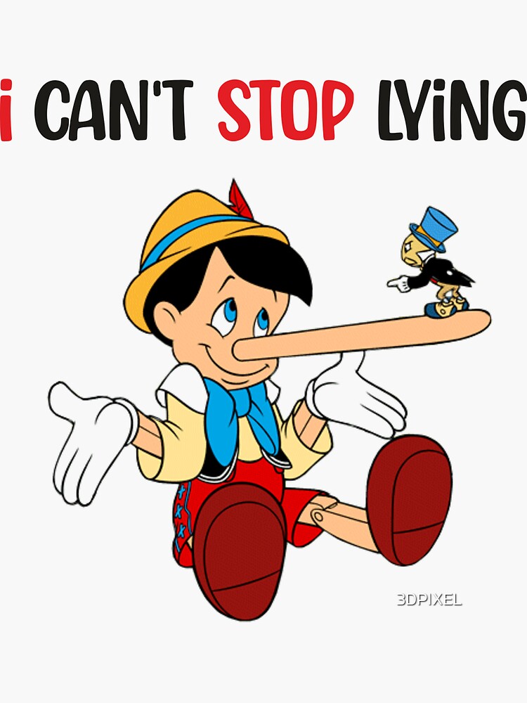 "I Can't Stop Lying pinocchio t-shirt" Sticker for Sale by 3DPIXEL ...