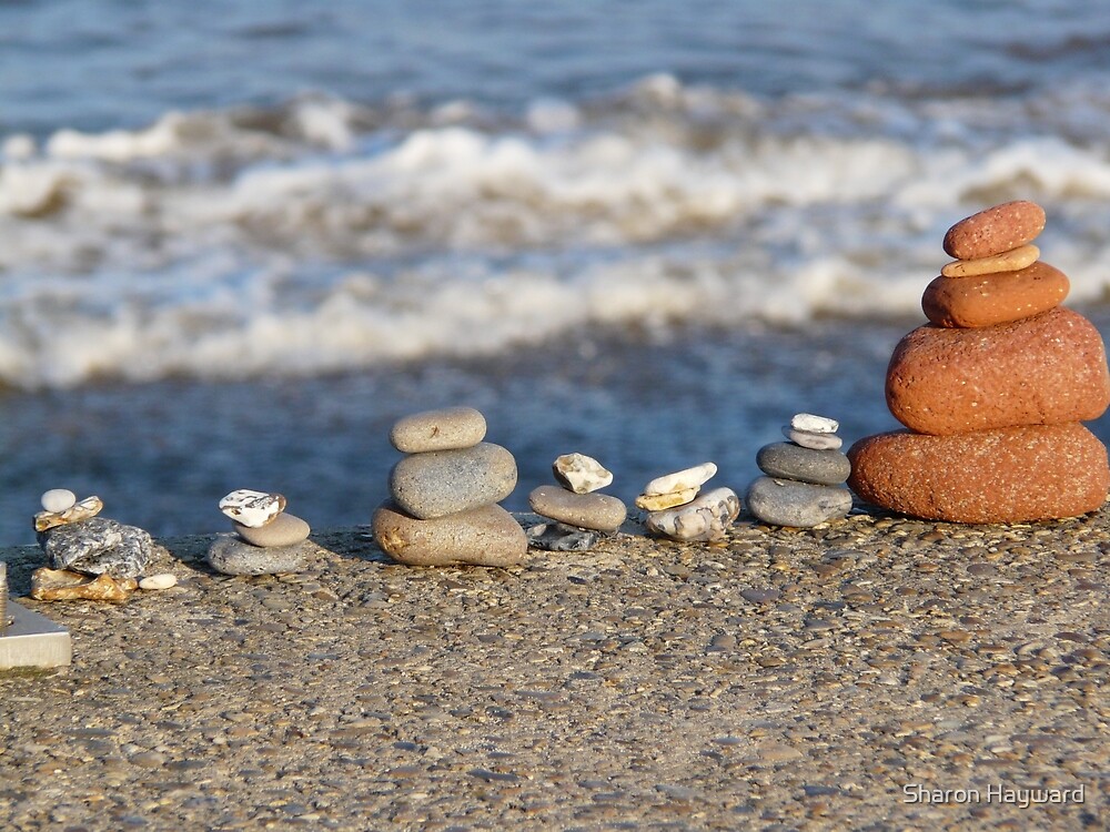 "Rock / Stone Balancing at the Beach" by Sharon Hayward | Redbubble