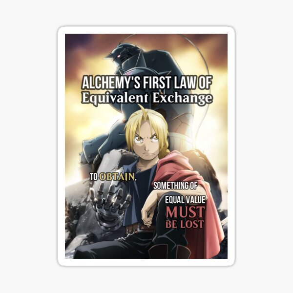 "Alchemy First Law of Equivalent Exchange" Sticker for Sale by ...