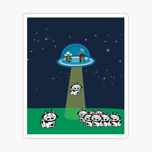 "UFO Abduction of Cows " Sticker for Sale by FlippinTurtles | Redbubble