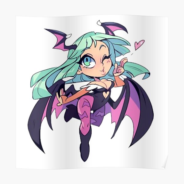 "Morrigan Aensland Darkstalkers Vampire Succubus Cute Chibi Flying Kiss ...